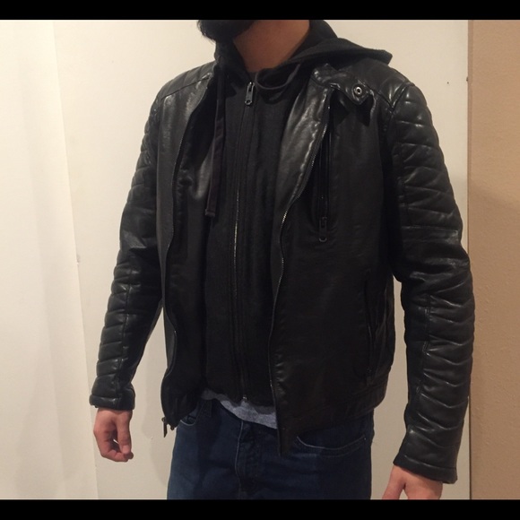 Marc Anthony | Jackets & Coats | Marc Anthony Black Faux Leather Hooded ...